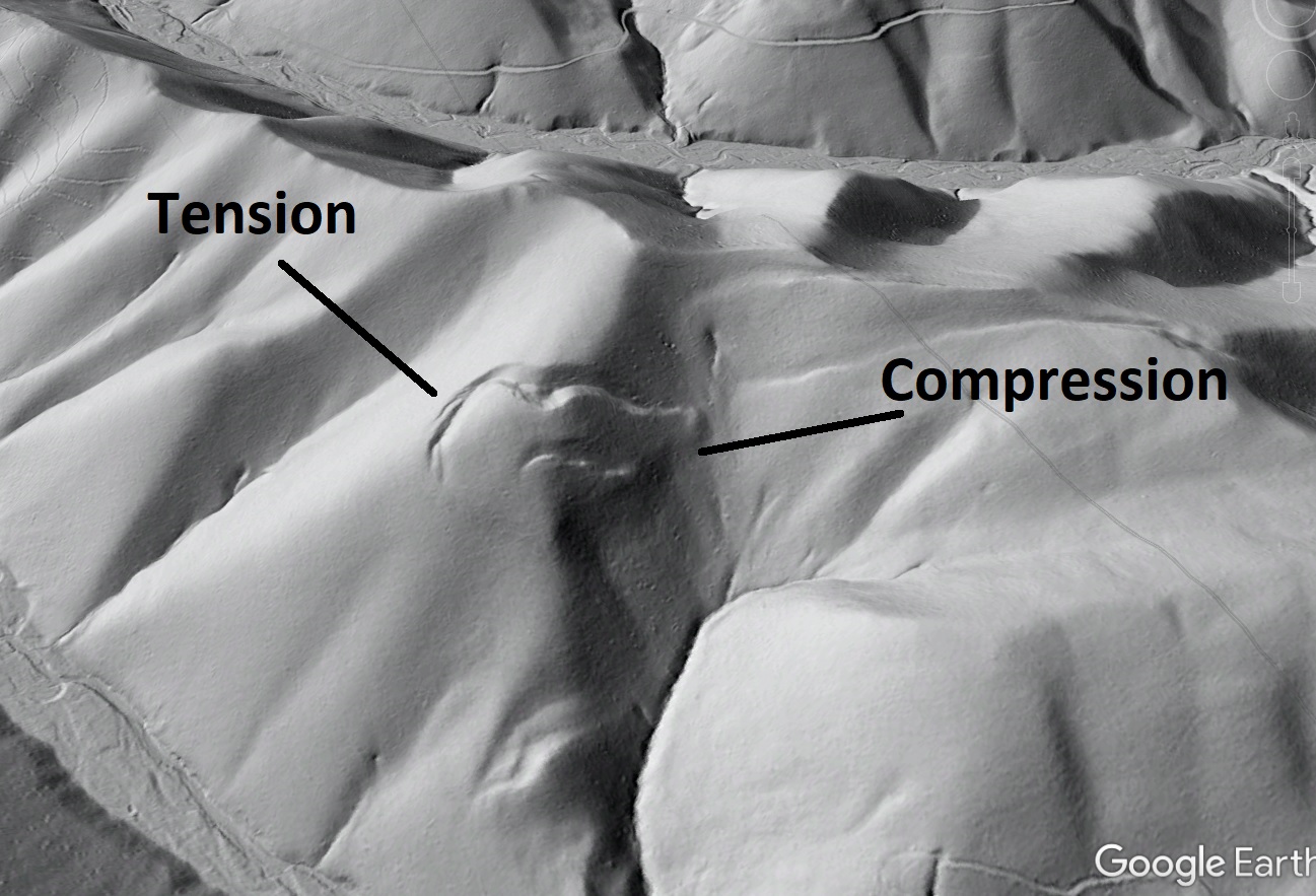 Interesting “sideways” movement of a large sandstone blockslide ...