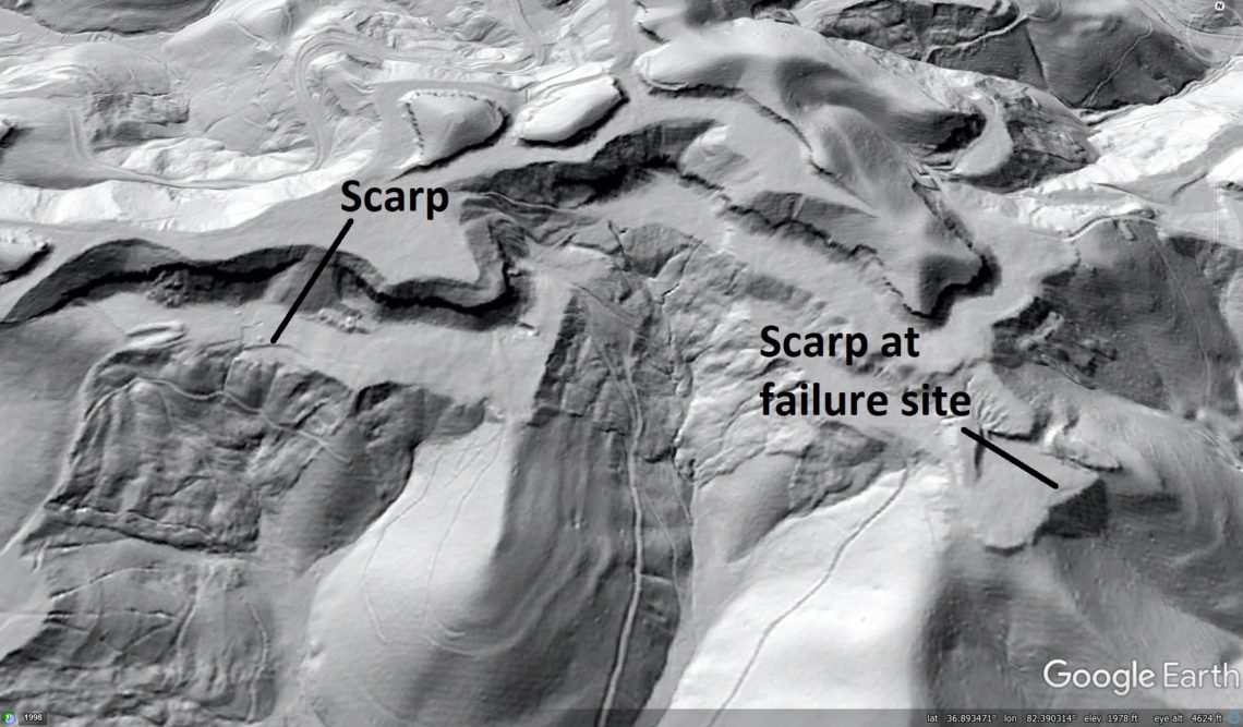 Lidar hillshade imagery hints at the location of a future coal spoil ...